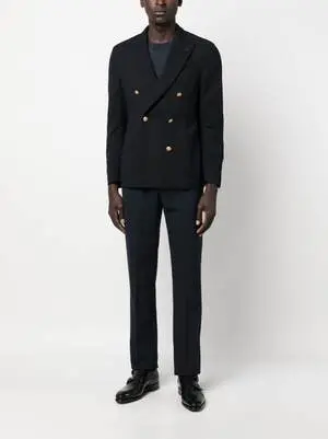 LARDINI Double-breasted Textured Blazer