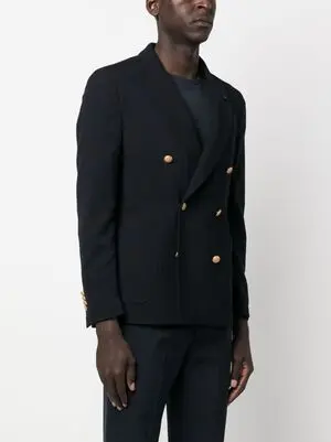 LARDINI Double-breasted Textured Blazer