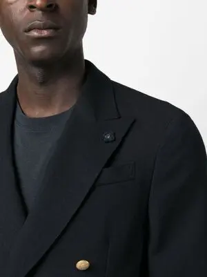 LARDINI Double-breasted Textured Blazer