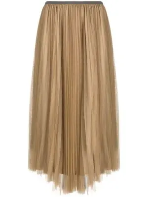 Fabiana Filippi Pleated Midi Skirt - Brown