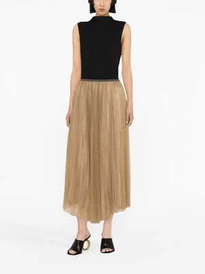 Fabiana Filippi Pleated Midi Skirt - Brown