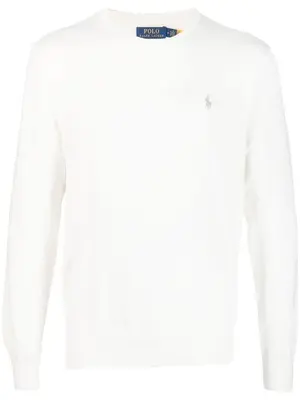 Polo Ralph Lauren Embroidered-logo Cotton-cashmere Blend Jumper - White