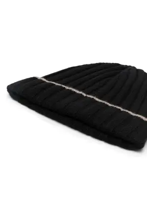 Brunello Cucinelli Cashmere Ribbed Beanie - Black