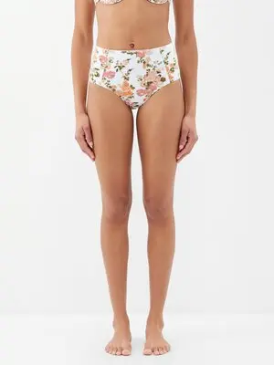 Erdem Briona Floral-print Bikini Briefs - White