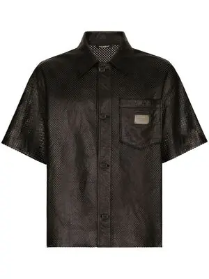Dolce & Gabbana Logo-plaque Leather Shirt