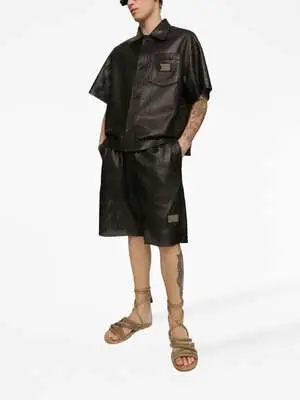 Dolce & Gabbana Logo-plaque Leather Shirt