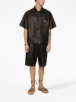 Dolce & Gabbana Logo-plaque Leather Shirt