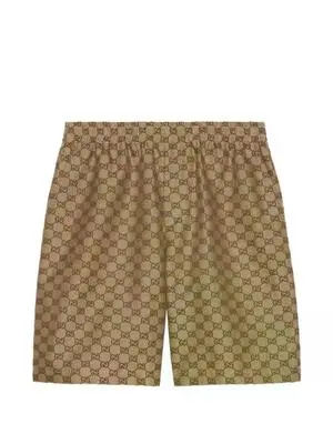 Gucci Gg Supreme Linen Shorts - Brown