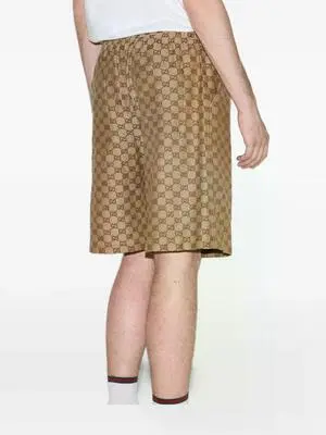Gucci Gg Supreme Linen Shorts - Brown