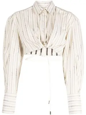 Jacquemus La Chemise Plidao Cropped Shirt Neutrals