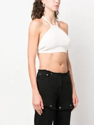 1017 Alyx 9sm Cropped Halterneck Knit Top - Neutrals