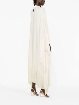 TALLER MARMO Long-sleeve Fringed Midi Dress - Neutrals