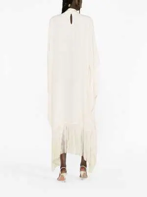 TALLER MARMO Long-sleeve Fringed Midi Dress - Neutrals
