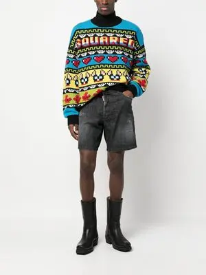 Dsquared2 Jacquard Crew Neck Jumper - Blue