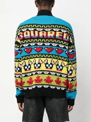 Dsquared2 Jacquard Crew Neck Jumper - Blue