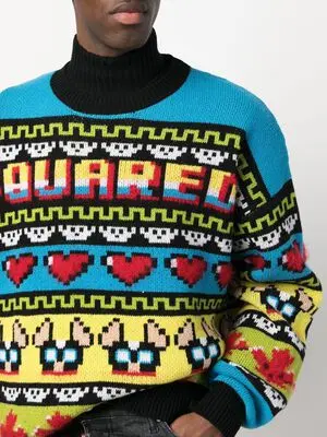 Dsquared2 Jacquard Crew Neck Jumper - Blue