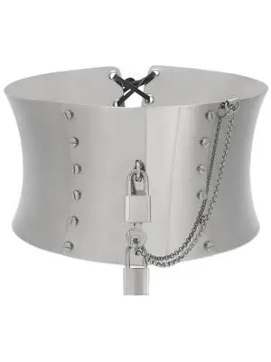 Dolce & Gabbana Padlock Detail Corset Belt - Silver