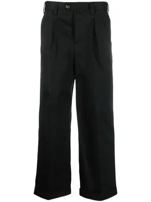 PT TORINO Pleated Cropped Trousers - Black