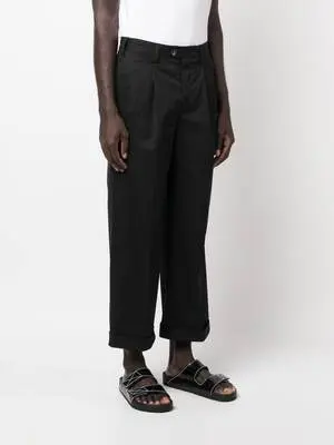 PT TORINO Pleated Cropped Trousers - Black