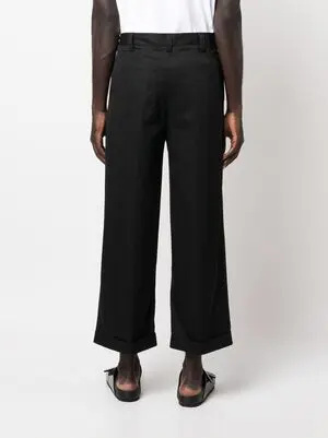 PT TORINO Pleated Cropped Trousers - Black