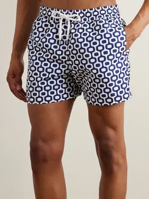 Frescobol Carioca Slim-fit Short-length Printed Recycled Swimshorts - Blue
