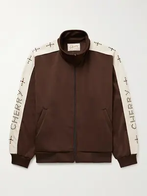 CHERRY LOS ANGELES Embellished Striped Tech-jersey Track Jacket