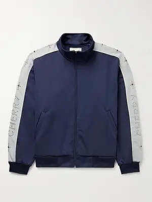 CHERRY LOS ANGELES Embellished Striped Tech-jersey Track Jacket - Blue
