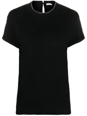 Brunello Cucinelli Brass-embellished Crew-neck T-shirt - Black