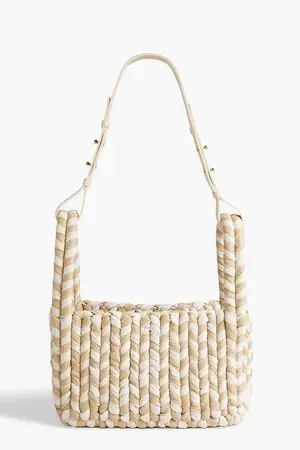 Nanushka Busket Twotone Woven Vegan Leather Shoulder Bag - Cream