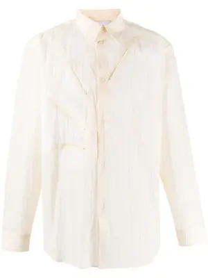 POST ARCHIVE FACTION Semi-sheer Zip-pocket Shirt - Neutrals