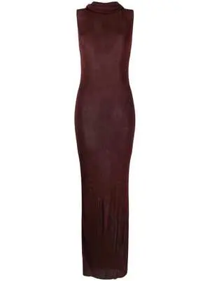 Saint Laurent Hooded Maxi Dress - Red