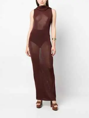 Saint Laurent Hooded Maxi Dress - Red