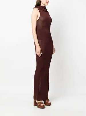 Saint Laurent Hooded Maxi Dress - Red