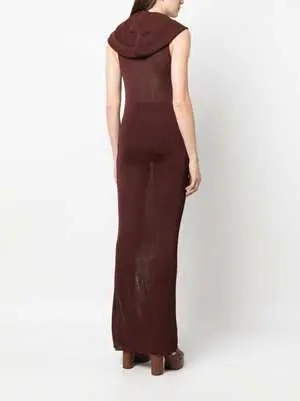 Saint Laurent Hooded Maxi Dress - Red