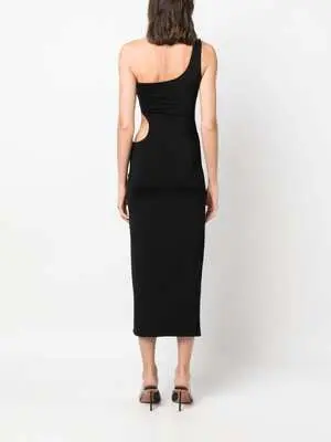NISSA One-shoulder Cut-out Midi Dress - Black