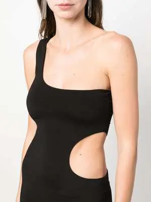 NISSA One-shoulder Cut-out Midi Dress - Black