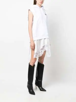 MSGM Logo-print Lace-trim Minidress