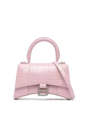Balenciaga Xs Hourglass Leather Tote Bag - Pink