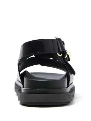 ALOHAS Harper Leather Flat Sandals - Black