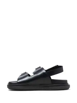 ALOHAS Harper Leather Flat Sandals - Black