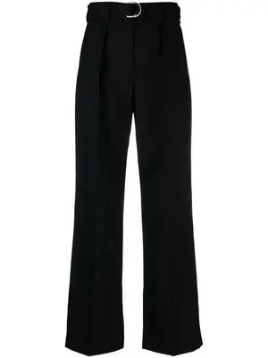 JIL SANDER Belted-waist Wide-leg Trousers - Black