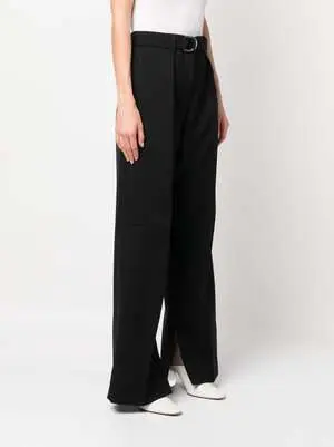 JIL SANDER Belted-waist Wide-leg Trousers - Black