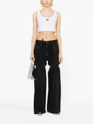 Attico Cut-out Wide-leg Jeans