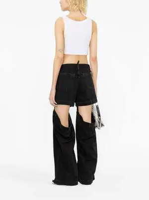 Attico Cut-out Wide-leg Jeans