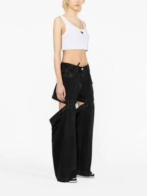 Attico Cut-out Wide-leg Jeans