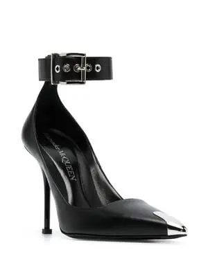 Alexander McQueen Metal-toecap 100mm Leather Pumps