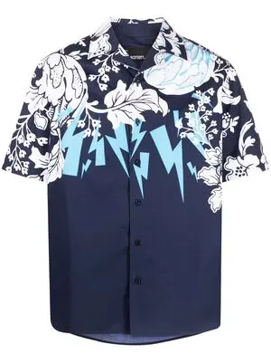 Neil Barrett Mix-print Short-sleeve Shirt - Blue