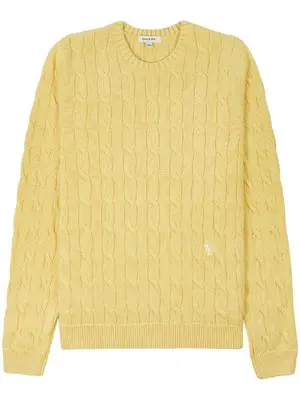 Sporty & Rich Logo-embroidered Cable-knit Jumper