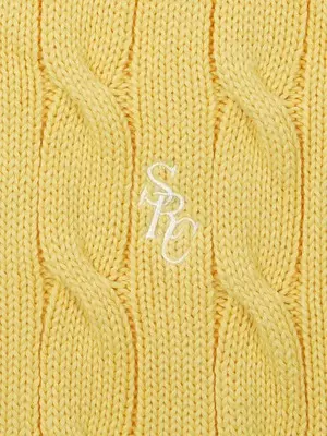 Sporty & Rich Logo-embroidered Cable-knit Jumper
