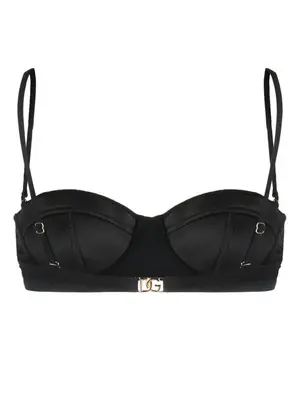 Dolce & Gabbana Logo-plaque Bikini Top - Black